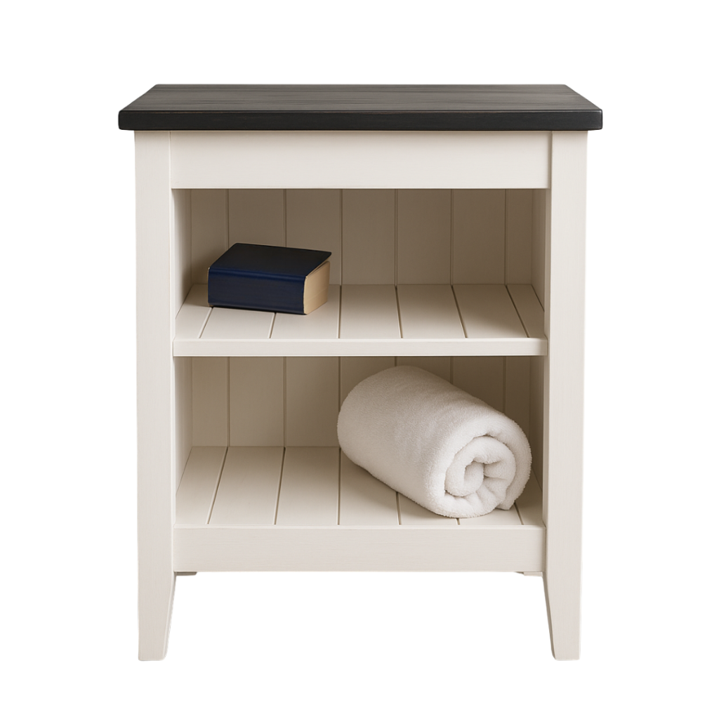 Cape Cod Open Shelf Pedestal – Slatted Wood Bedside Unit - Élan ...